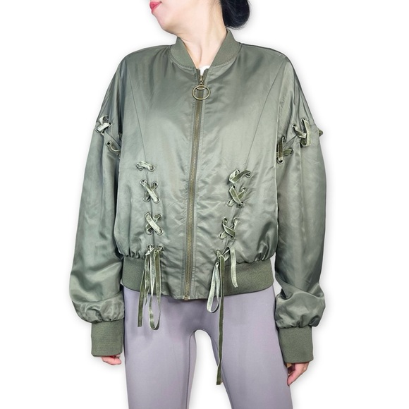 La Babite | Jackets & Coats | La Babite Olive Khaki Green Laceup Detail ...